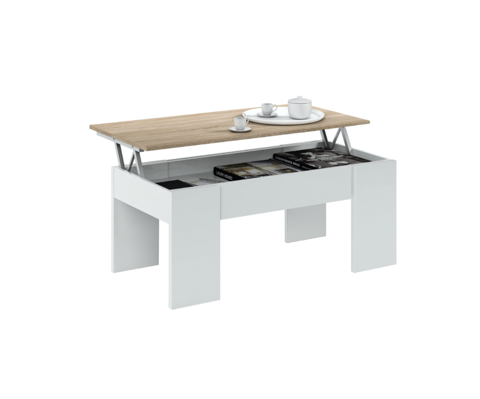 Comprar Mesa centro Alida elevable Blanco Artik-Roble Canadian a precio de oferta